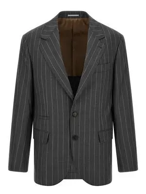 Brunello Cucinelli Pinstripe Blazer - Gray