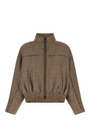 Brunello Cucinelli BRUNELLO CUCINELLI Prince Of Wales Virgin Wool Lamé Jacket Brown