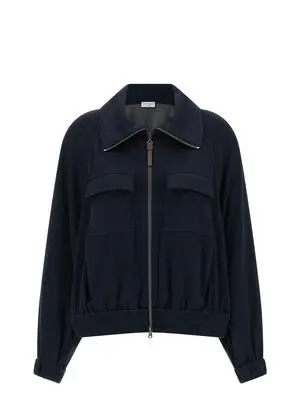 Brunello Cucinelli Cotton And Silk Interlock Sweatshirt - Blue