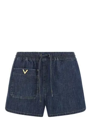 Valentino Garavani Chambray Denim Shorts - Blue