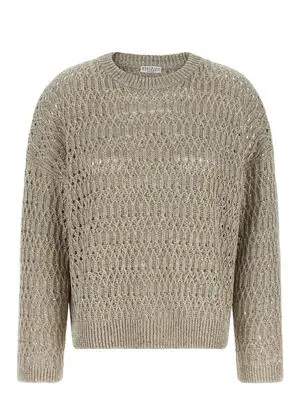 Brunello Cucinelli Dazzling Braids Openwork Sweater - Beige