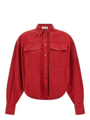 Brunello Cucinelli Cotton And Linen Shirt - Red