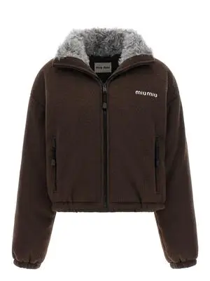 Miu Miu MIU MIU Pile Down Jacket Brown
