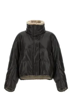 Brunello Cucinelli Padded Leather Jacket - Brown