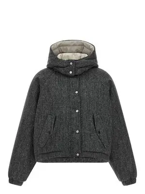 Brunello Cucinelli Donegal Tweed Down Jacket - Gray