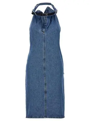 Coperni Denim Belt Halter Neck Dress - Blue