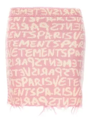 Vetements Graffiti Monogram Jacquard Wool Skirt - Pink