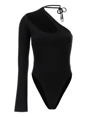 David Koma Asymmetrical Bodysuit - Black