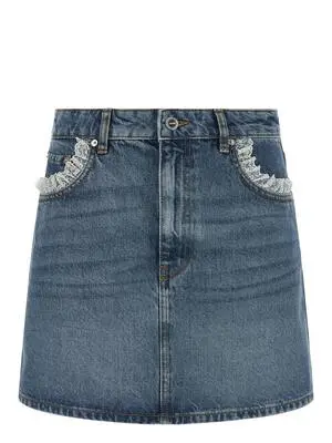 GANNI Denim And Lace Skirt - Blue