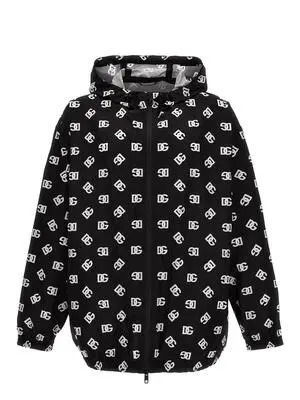 Dolce & Gabbana Logo Print Hooded Jacket - White/black