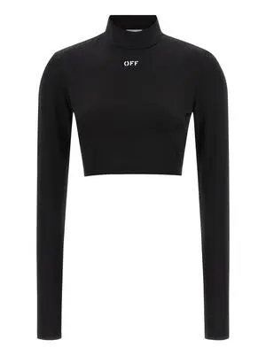 Off-White Off Stamp Crop Top - Black