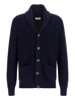 Brunello Cucinelli Malfilé Cotton Cardigan - Blue