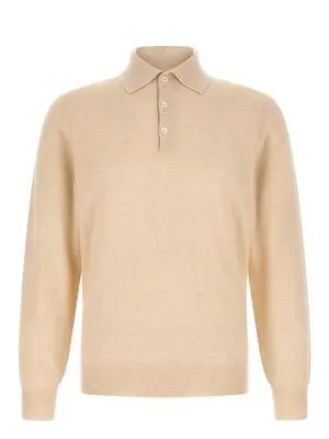 Brunello Cucinelli Cashmere Knit Polo Shirt - Beige