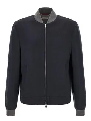 Brunello Cucinelli BRUNELLO CUCINELLI Cashmere Bomber Jacket Blue