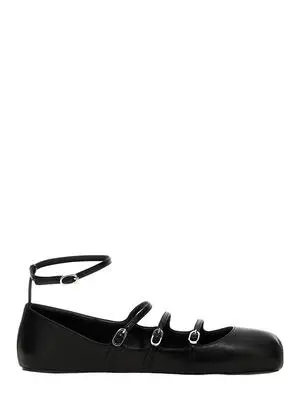 Alexander McQueen Leather Strap Ballet Flats - Black