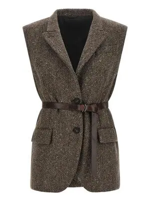 Brunello Cucinelli Mélange Wool Vest - Brown