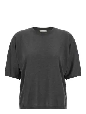 Brunello Cucinelli BRUNELLO CUCINELLI Sparkling Short-Sleeved Sweater Gray
