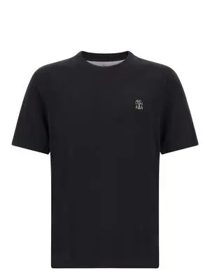 Brunello Cucinelli Logo Embroidery T-shirt - Black