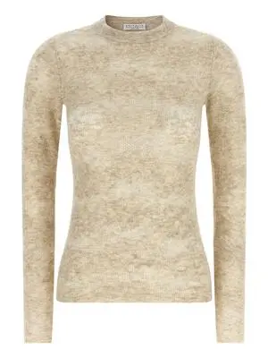 Brunello Cucinelli BRUNELLO CUCINELLI Flower Lace Sweater Beige