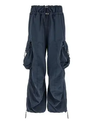 Attico Cotton Gabardine Cargo Trousers - Blue