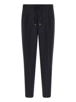 Brunello Cucinelli Wool Flannel Trousers - Blue