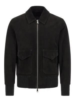 GIORGIO BRATO Leather Aviator Jacket - Black