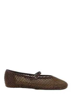 LE SILLA Gilda Crystal Embellished Technical Mesh Flats - Brown