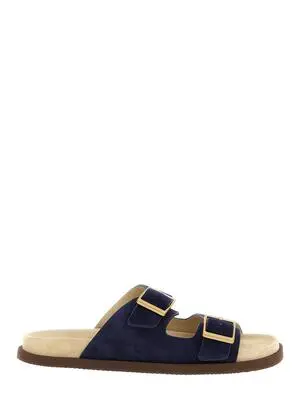 Brunello Cucinelli BRUNELLO CUCINELLI Urban Suede Slide Sandals Blue