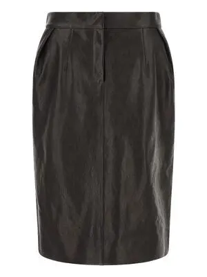 Magda Butrym Leather Midi Skirt - Black