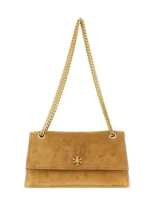 Tory Burch Tory Burch Kira Turnlock Suede Shoulder Bag Brown