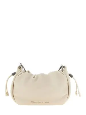 Brunello Cucinelli Bucket Mellow Mini Crossbody Bag - White