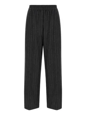 Brunello Cucinelli BRUNELLO CUCINELLI Micro Sequin Pinstripe Trousers Gray