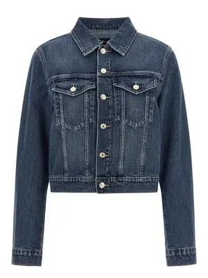 7 For All Mankind Darted Shrunken Denim Jacket - Blue