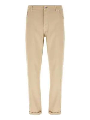 Brunello Cucinelli Coat Of Arms Embroidery Jeans - Beige