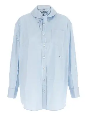 Prada PRADA Cotton Scarf Collar Shirt Light Blue