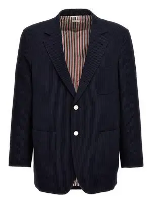 Thom Browne Single-breasted Seersucker Blazer - Blue