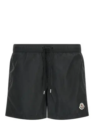 Moncler Logo Patch Swim Shorts - Black