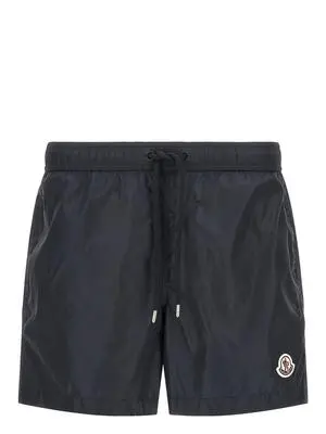 Moncler Logo Patch Swim Shorts - Blue