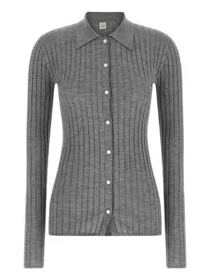 TOTEME Cashmere And Silk Ribbed Shirt - Gray