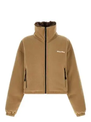 Miu Miu MIU MIU Fleece Down Jacket Beige