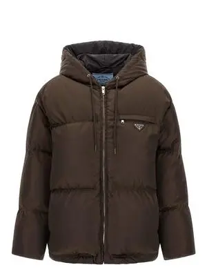 Prada PRADA Re-Nylon Down Jacket Brown