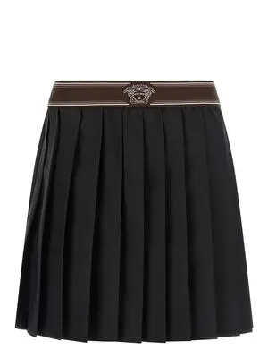 Versace Wool And Mohair Pleated Skirt - Black
