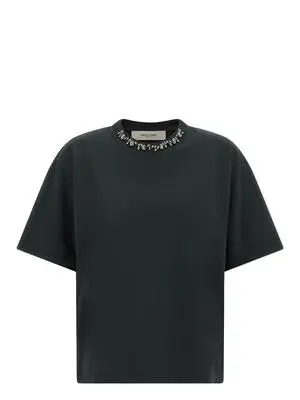 GOLDEN GOOSE Crystal-embellished Cotton T-shirt - Black