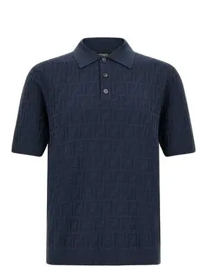 Fendi Ff Cotton Polo Shirt - Blue