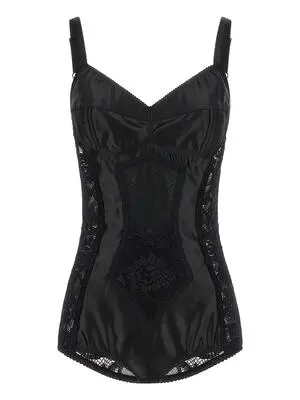 Dolce & Gabbana DOLCE & GABBANA Satin And Lace Corsetry Suit Black