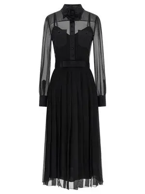 Dolce & Gabbana Silk Chiffon Midi Dress - Black