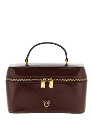 Pinko Crumpled Effect Leather Handbag - Brown