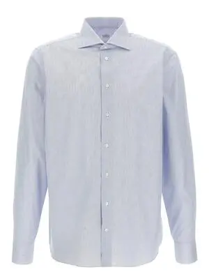 BORRIELLO NAPOLI Striped Cotton Shirt - Light Blue