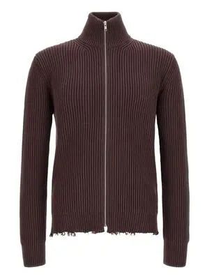 MAISON MARGIELA Ribbed Cotton Turtleneck Sweater - Brown