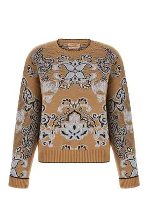 Twin-set Jacquard Wool Blend Sweater - Brown